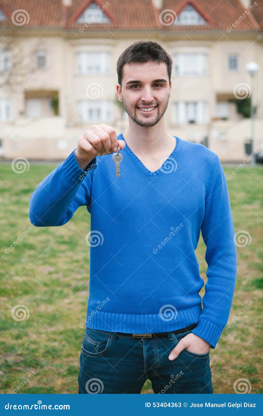 Hopeful Men with the Key for His Home Stock Image - Image of adult ...
