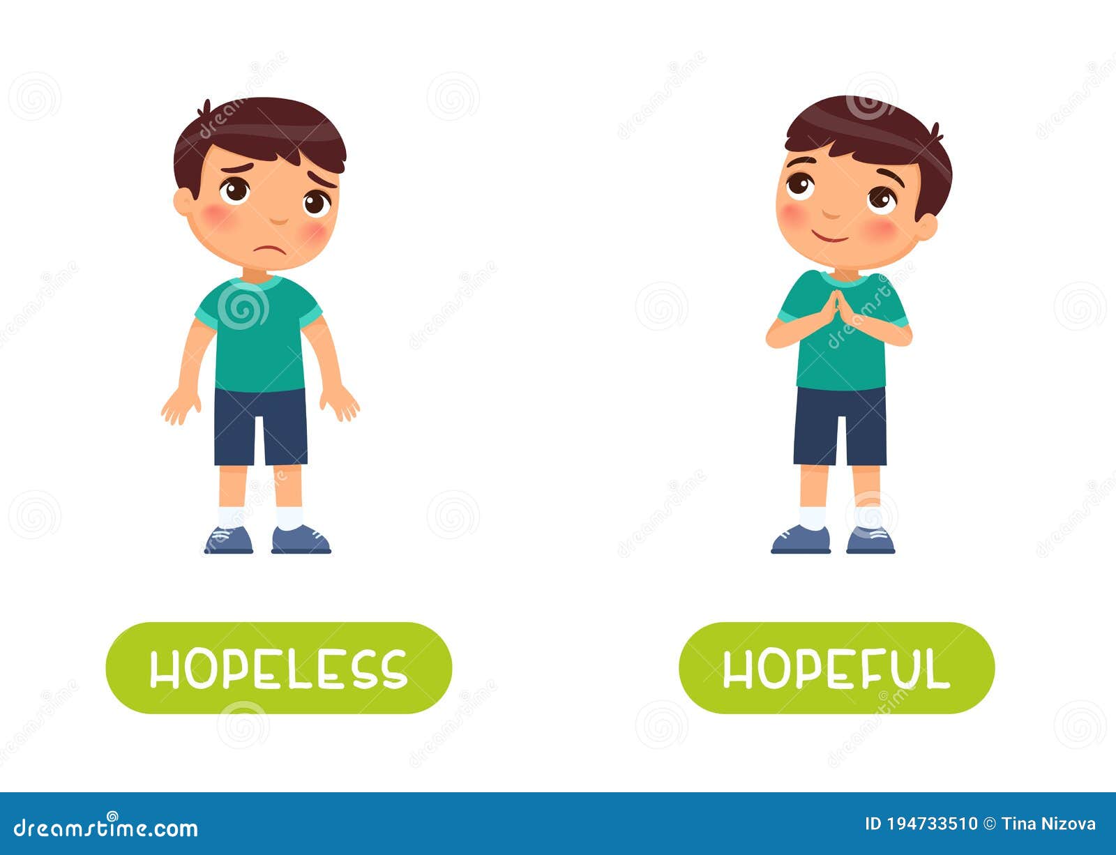 Hopeless and Hopeful Antonyms Word Card Vector Template. Opposites ... Hopeless and Hopeful Antonyms Word Card Vector Template. Opposites ...