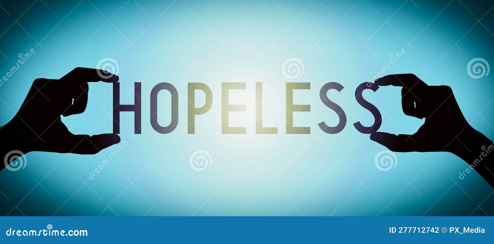 Hopeless - Human Hands Holding Black Silhouette Word Stock Photo ...