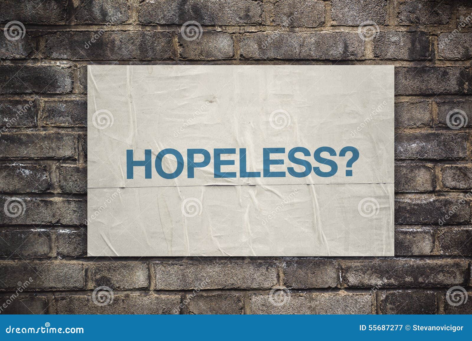 Hopeloos Op Rustiek Affichedocument Op Bakstenen Muur Stock Afbeelding ...