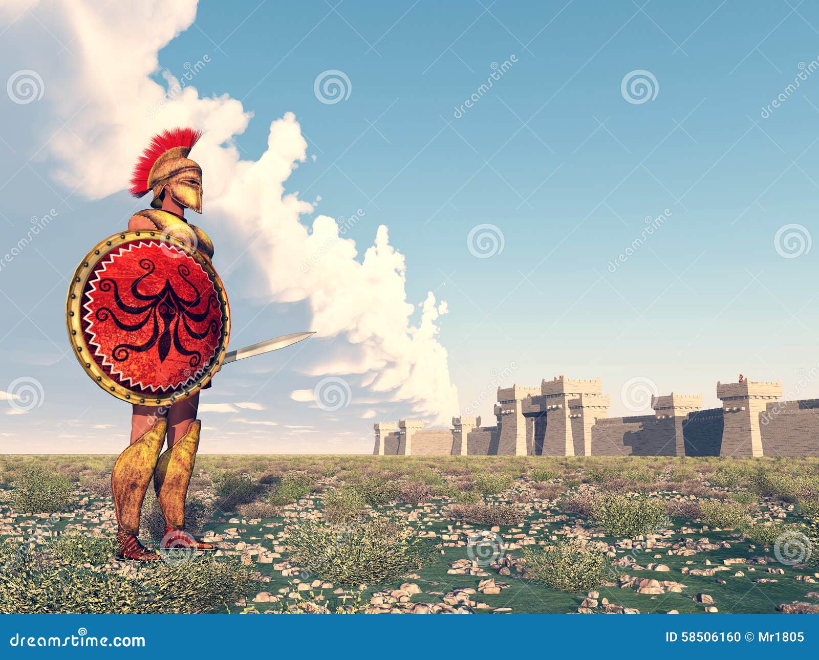 Hoplite of Ancient Greece at Troy Stock Illustration - Illustration of ...
