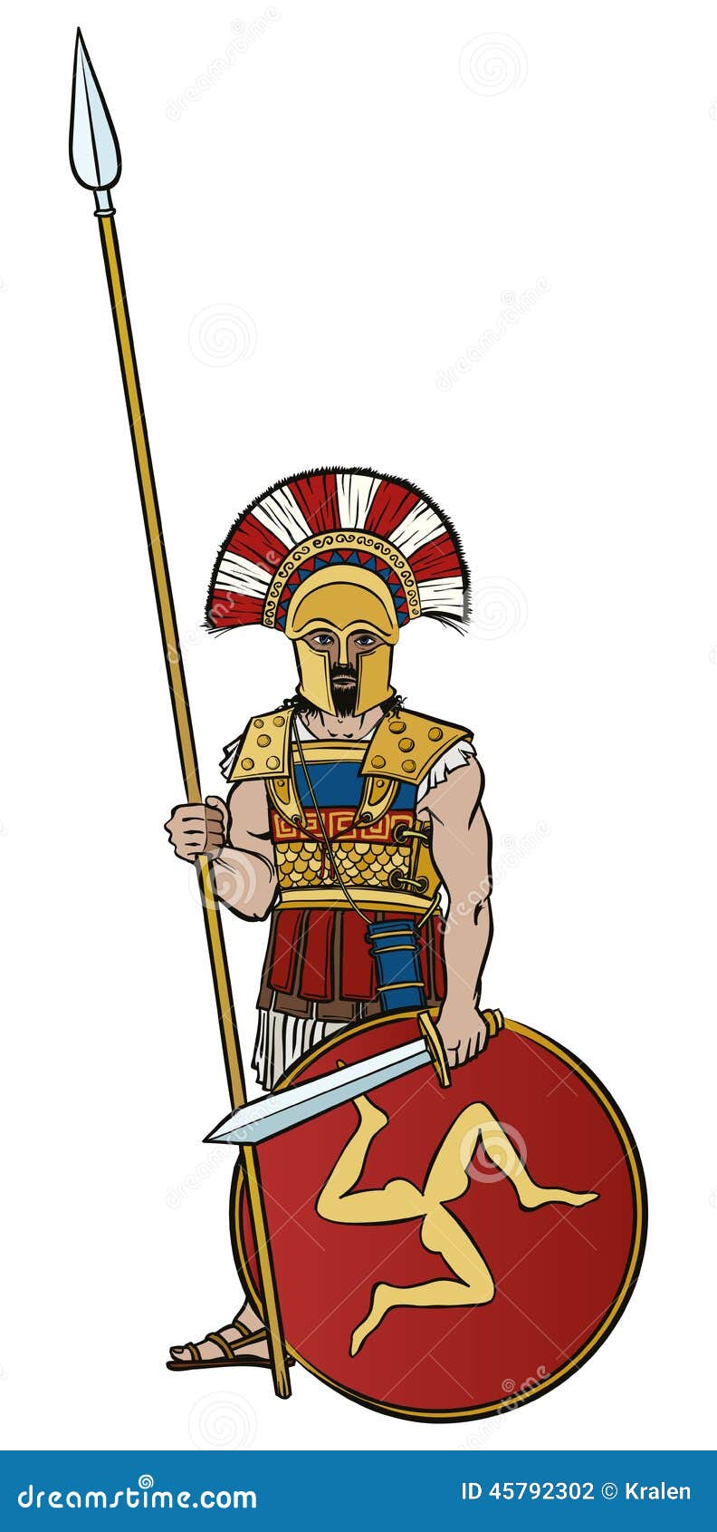 Hoplite In Full Gear Vector Illustration | CartoonDealer.com #45792302