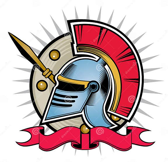 Hoplite helmet stock vector. Illustration of shield, color - 11565577