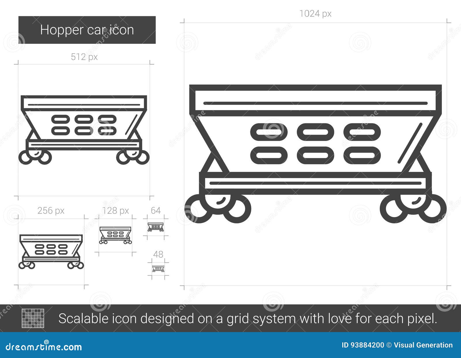 Hopper car line icon. stock vector. Illustration of delivery - 93884200