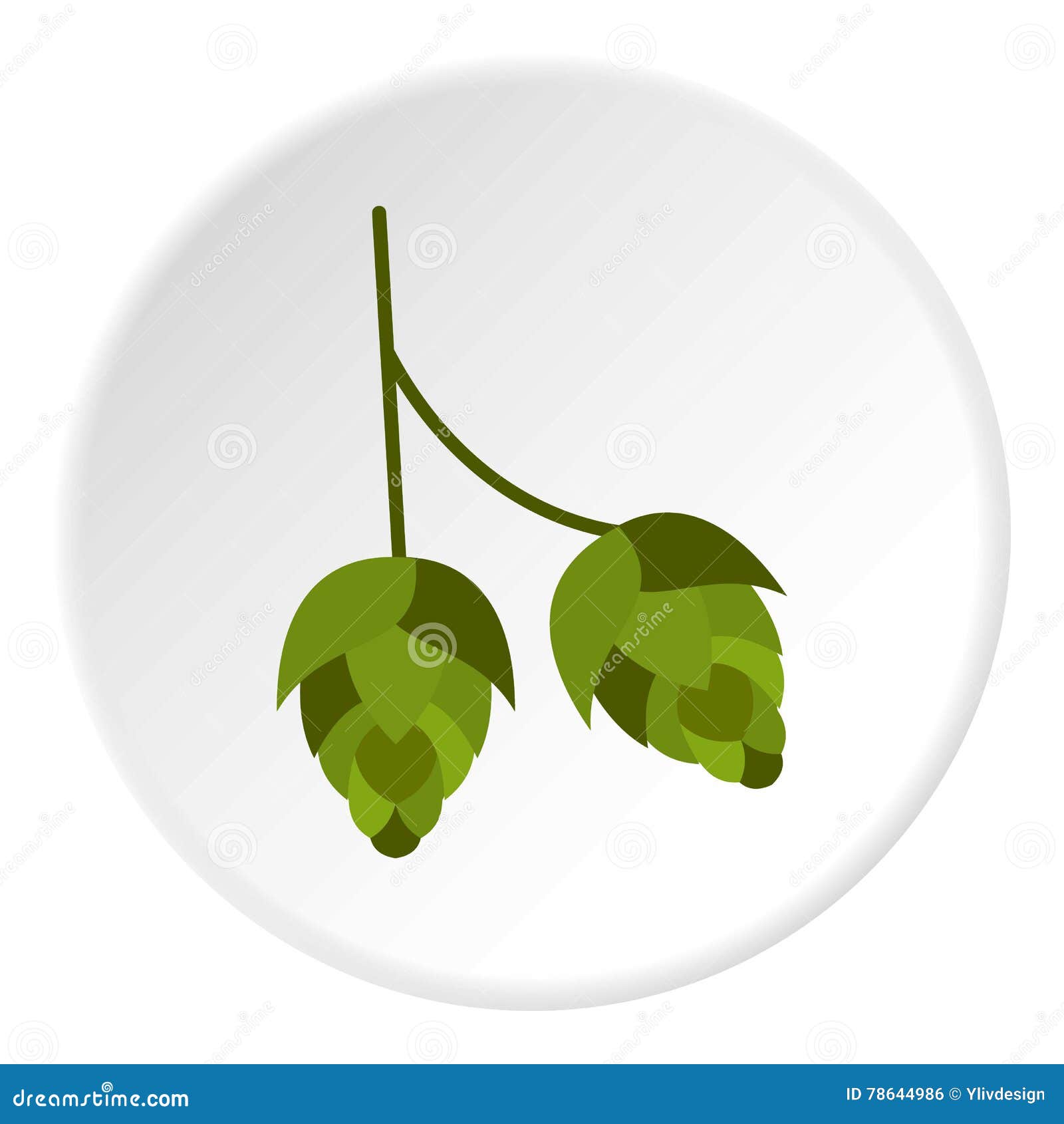 Hops icon, flat style stock vector. Illustration of natural - 78644986