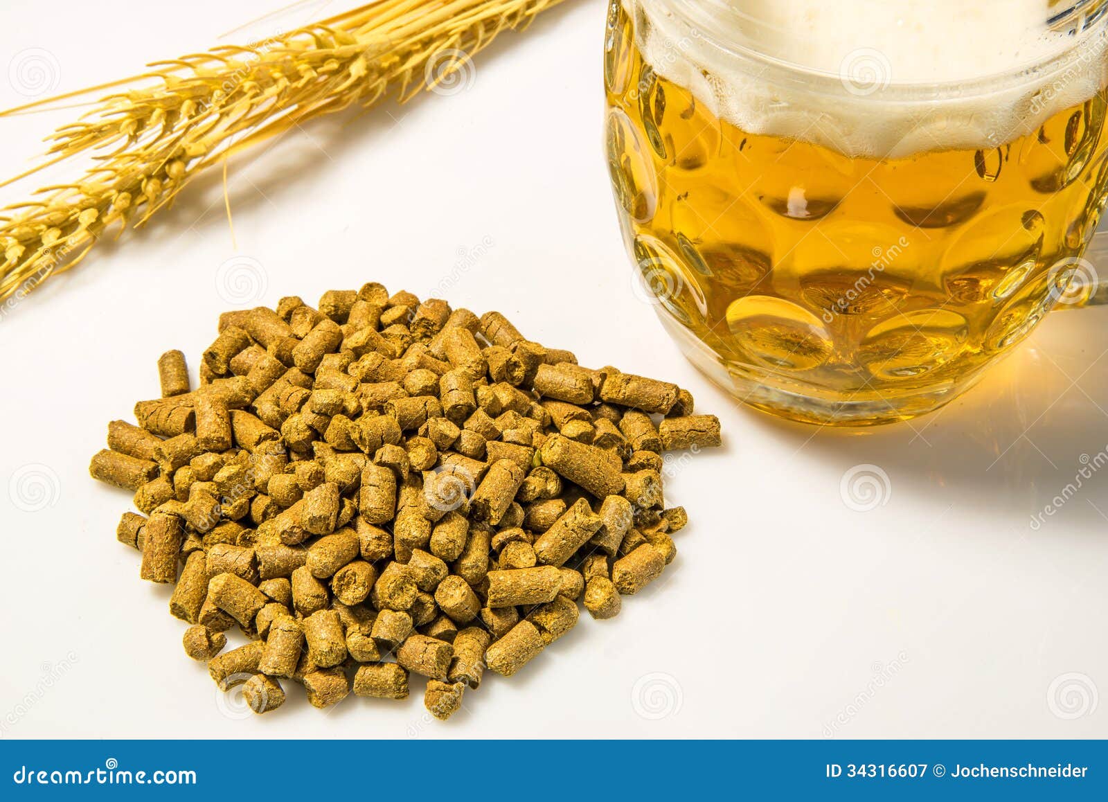 Hops Pellets with Beer Glass Stock Image - Image of gold, alcohol: 34316607