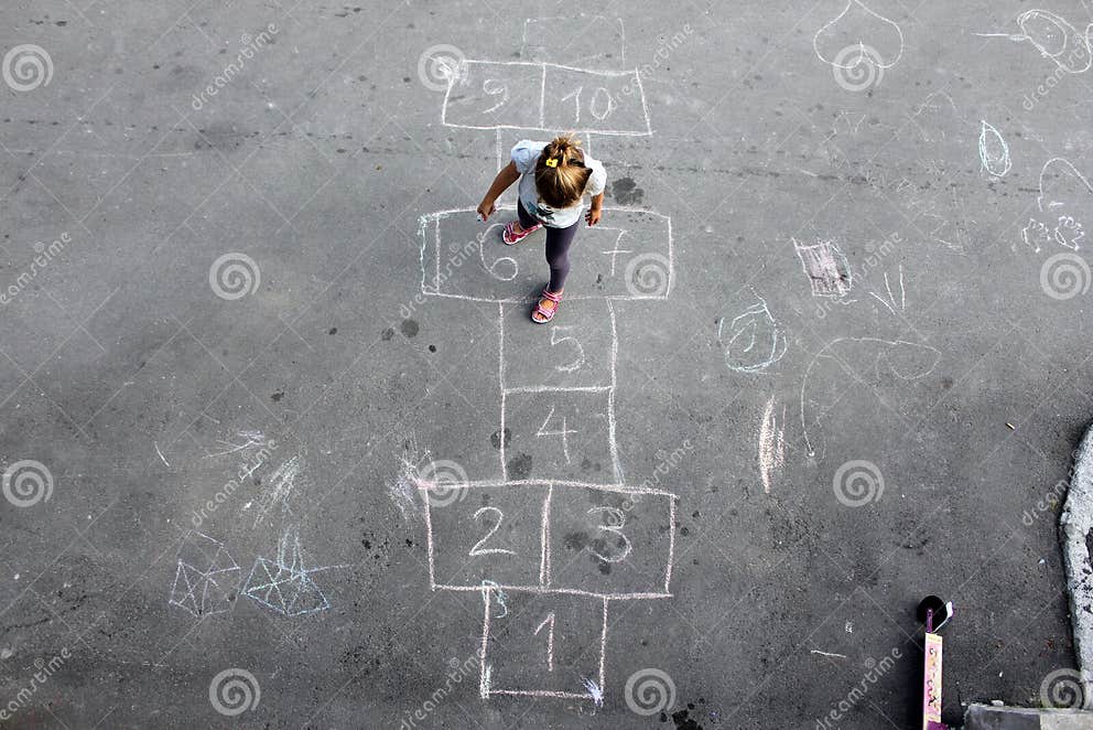 Hopscotch stock image. Image of crayon, exercise, orange - 21138035