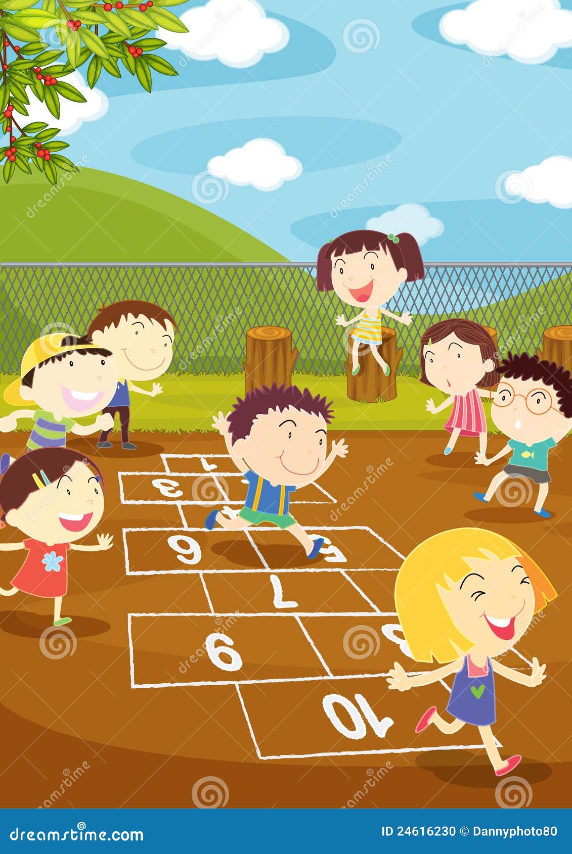 Hopscotch stock vector. Illustration of fence, hopscotch - 24616230