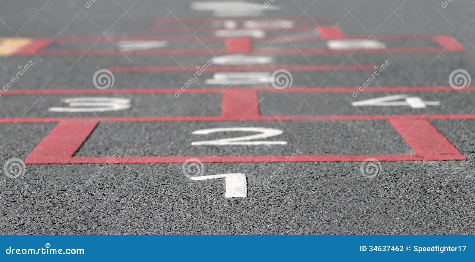 Hopscotch Court With Numbers From 1 To 10 Drawn With White Paint On The ...