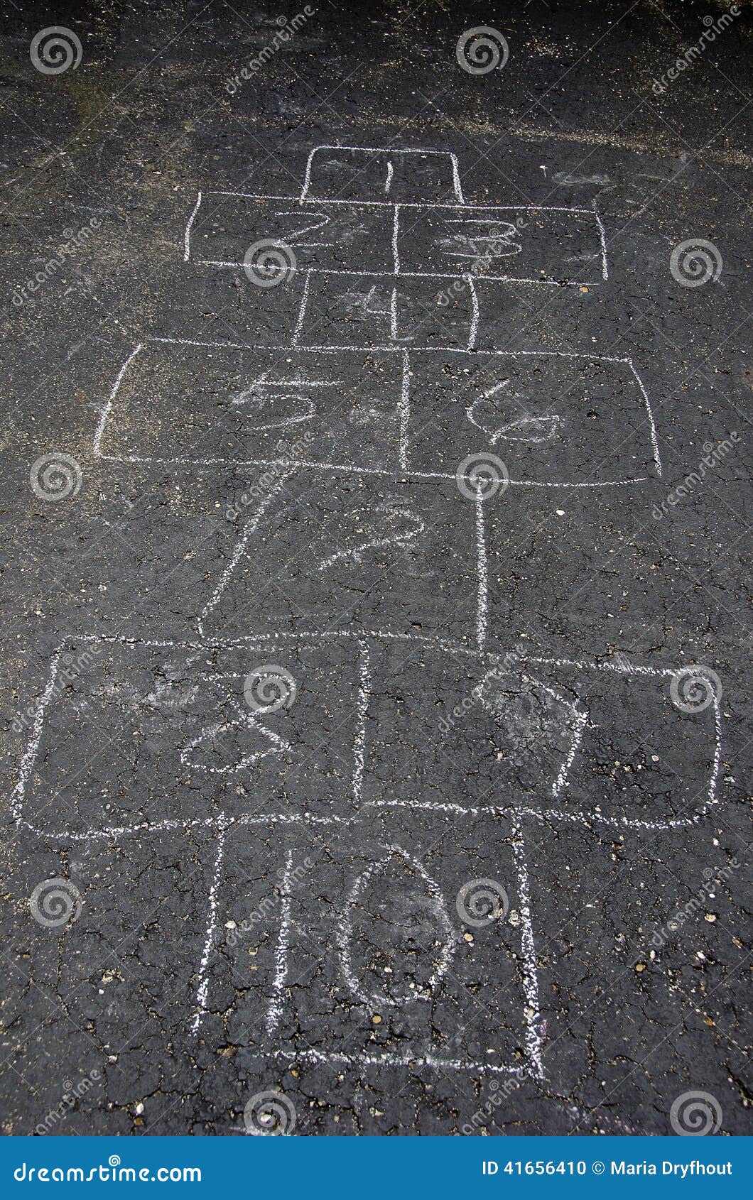 Hopscotch game on asphalt stock photo. Image of chalk - 41656410