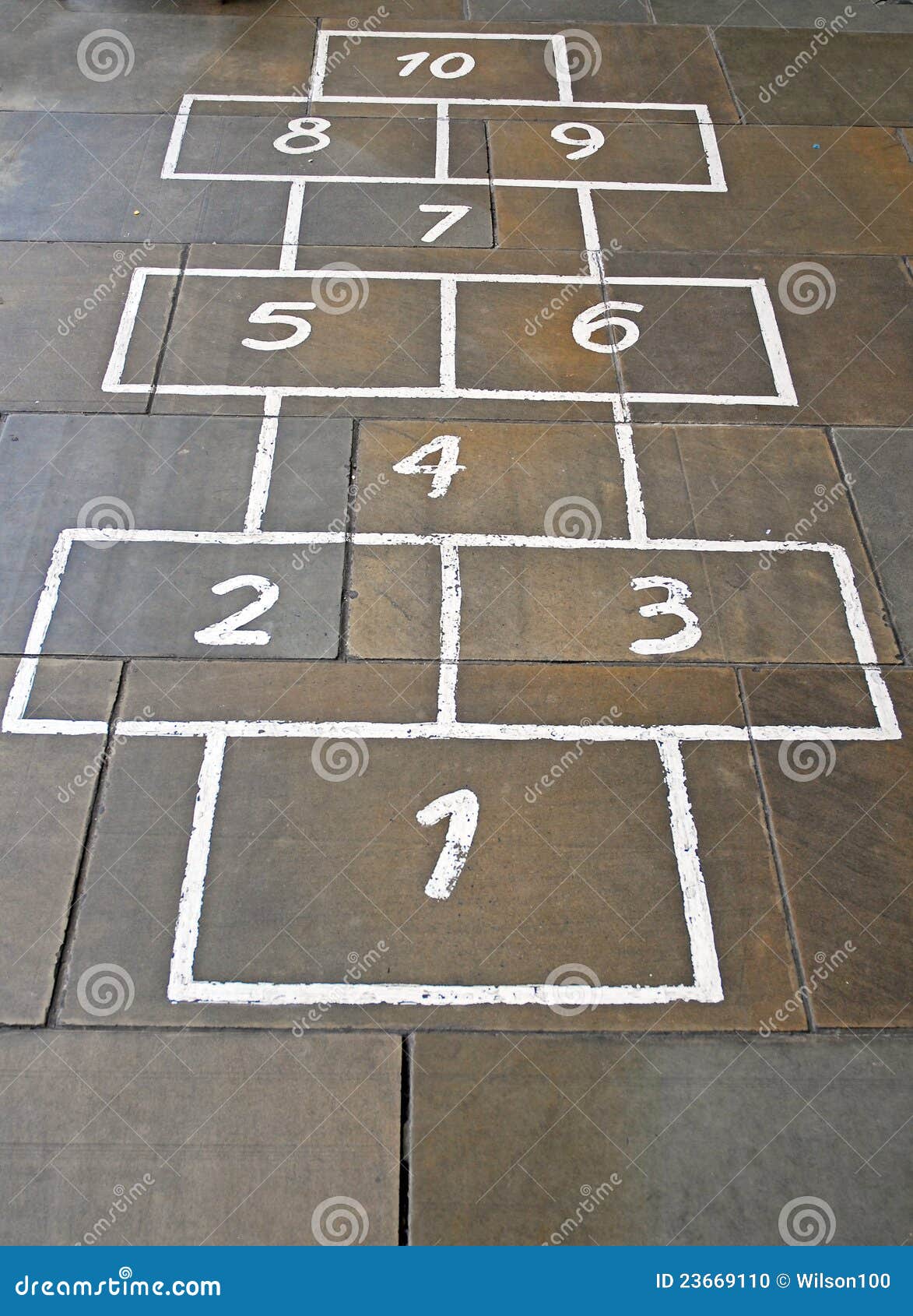 Hopscotch Game on Paving Stones Stock Photo - Image of school, five ...