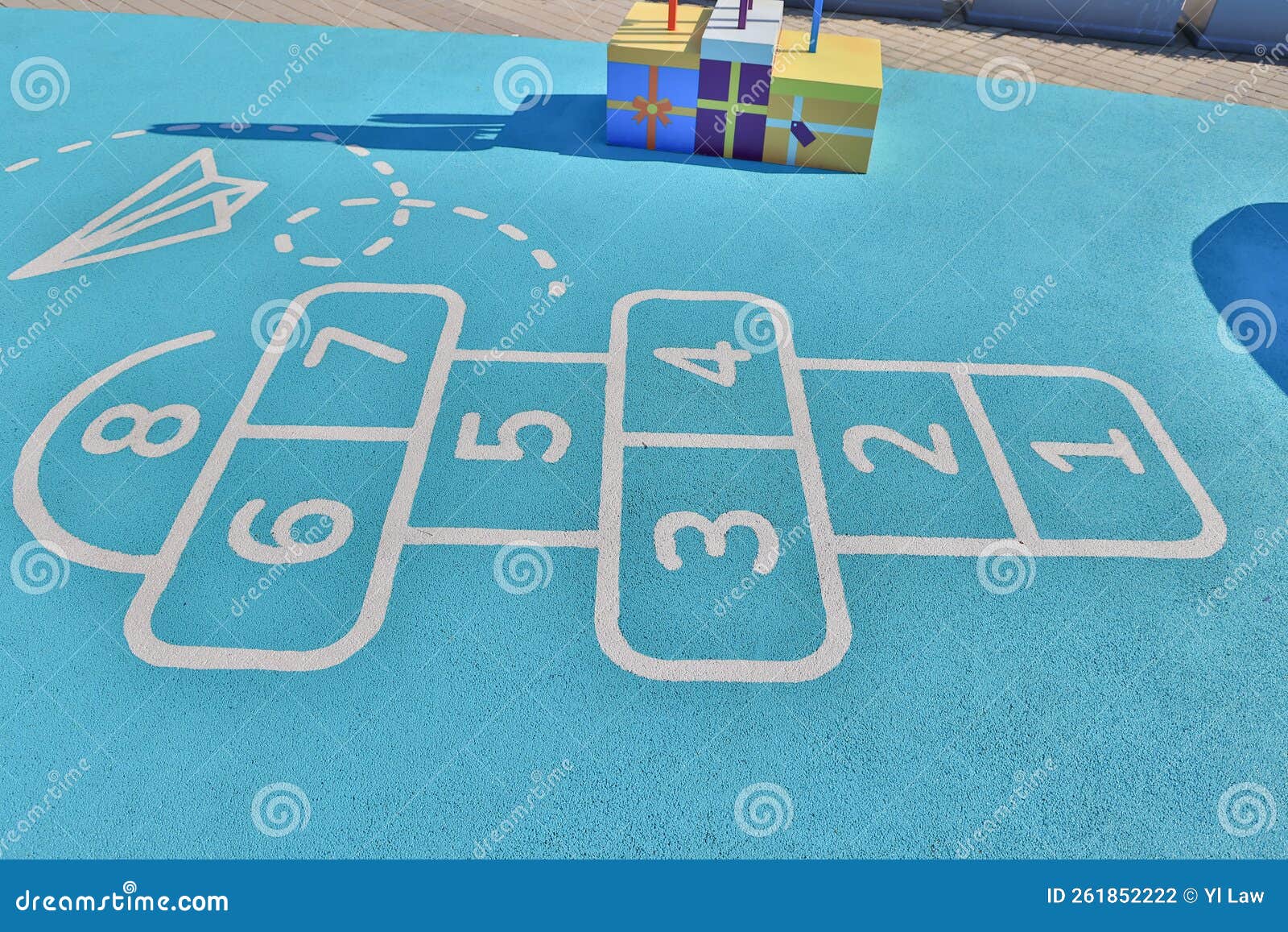 A Hopscotch in a Schoolyard. Jumping Hopscotch Game with Numbers Stock ...