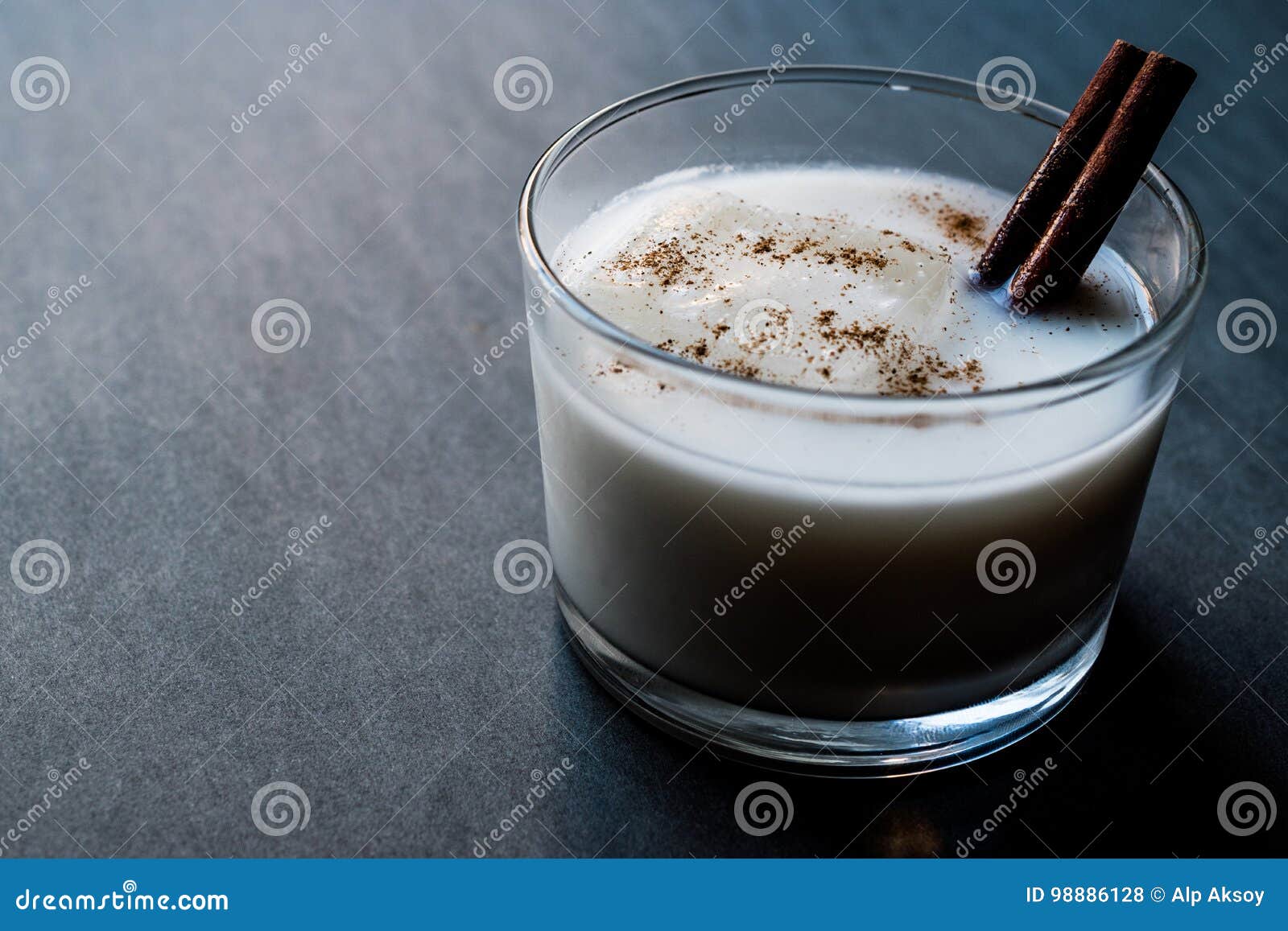 Horchata with Cinnamon Stick and Lime. Stock Photo - Image of stick ...