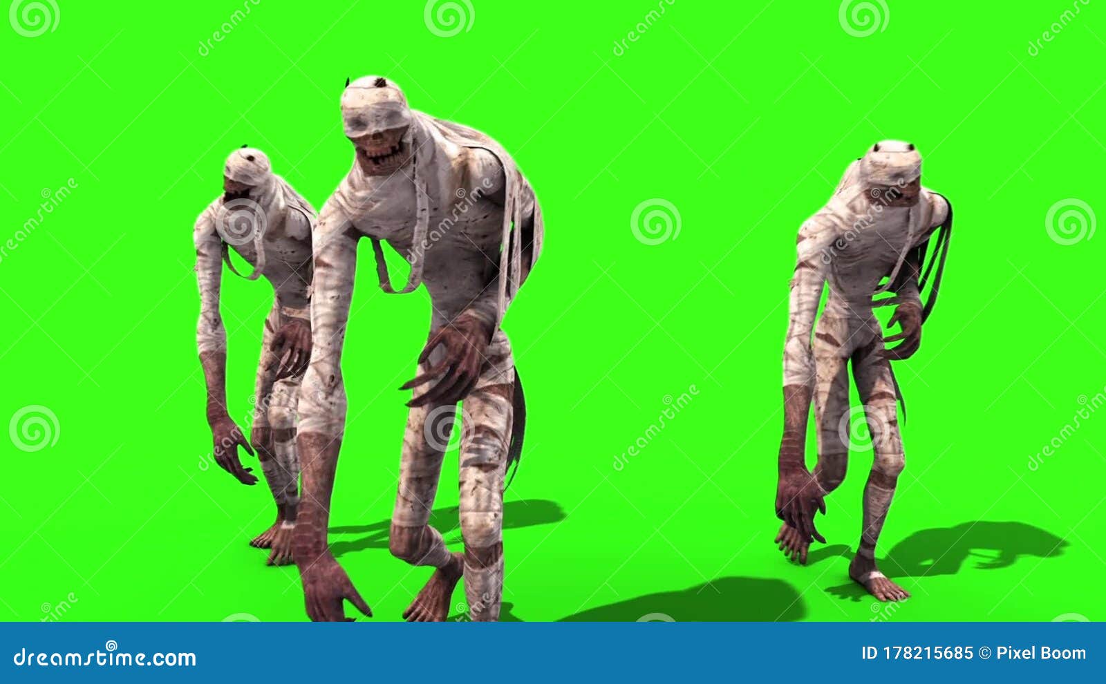 Hordes Mummies Walking Front Green Screen 3D Rendering Animation Stock ...