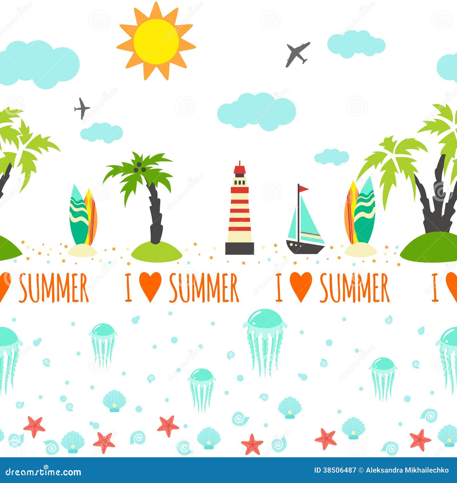 Horisontal Summer Seamless Pattern for Trip. Stock Vector ...