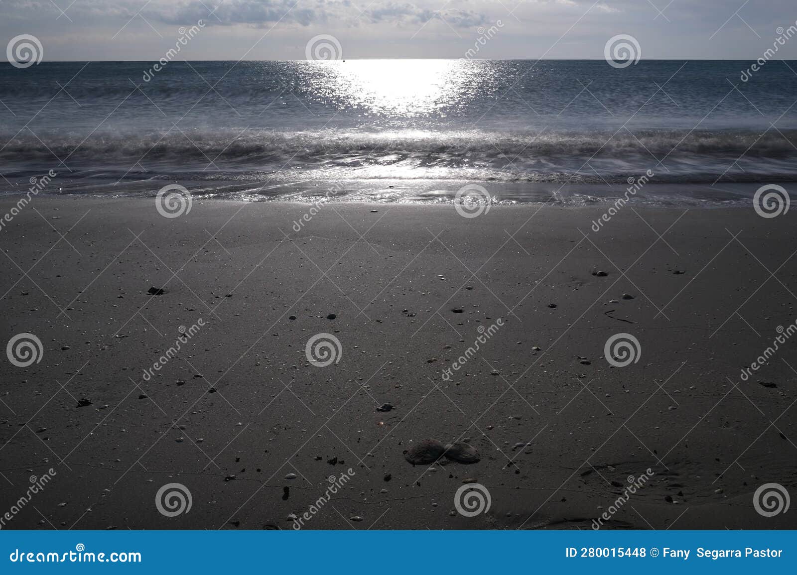 On the Horizon Appears the Reflection of the Sun on the Sea. Stock ...