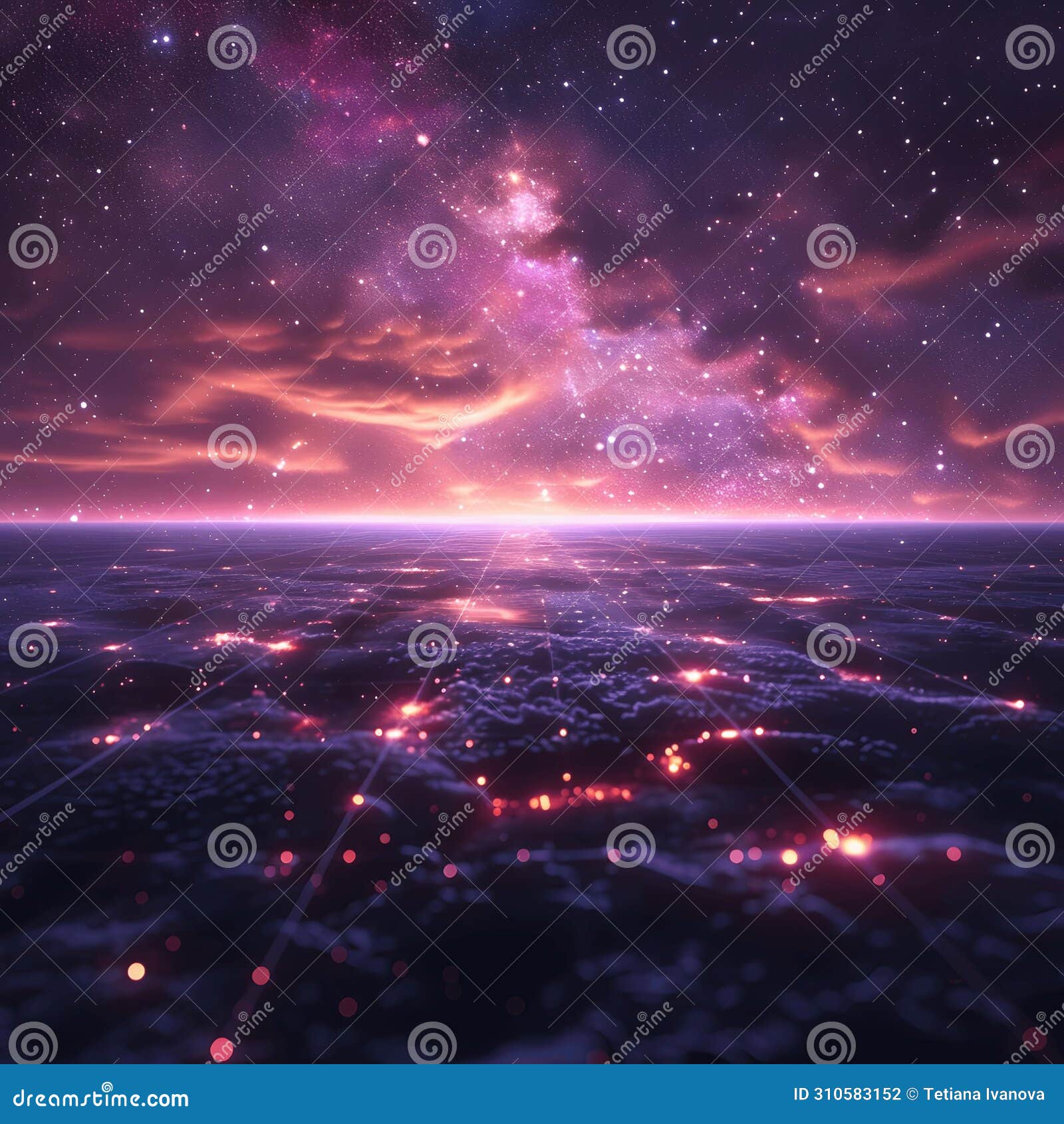 Horizon-bound 3D Grid in Virtual Reality. Stock Illustration ...