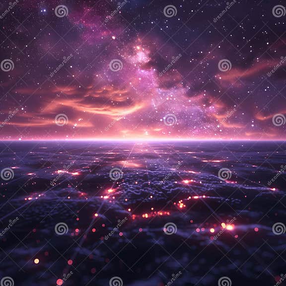 Horizon-bound 3D Grid in Virtual Reality. Stock Illustration ...