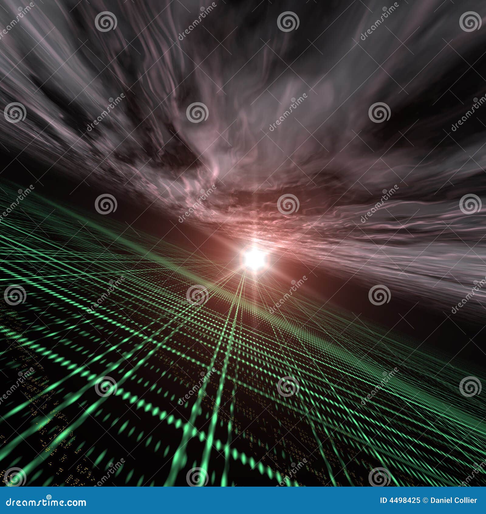 Horizon Perspective Over Abstract Electronic Grid Royalty-Free Stock ...