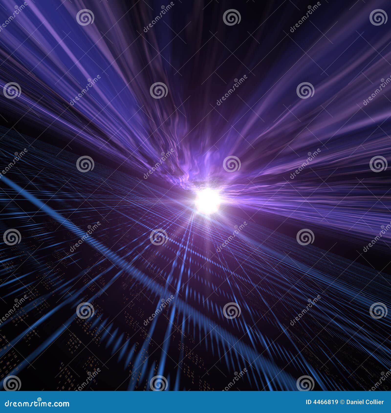 Horizon Perspective Over Light Grid Stock Illustration - Illustration ...