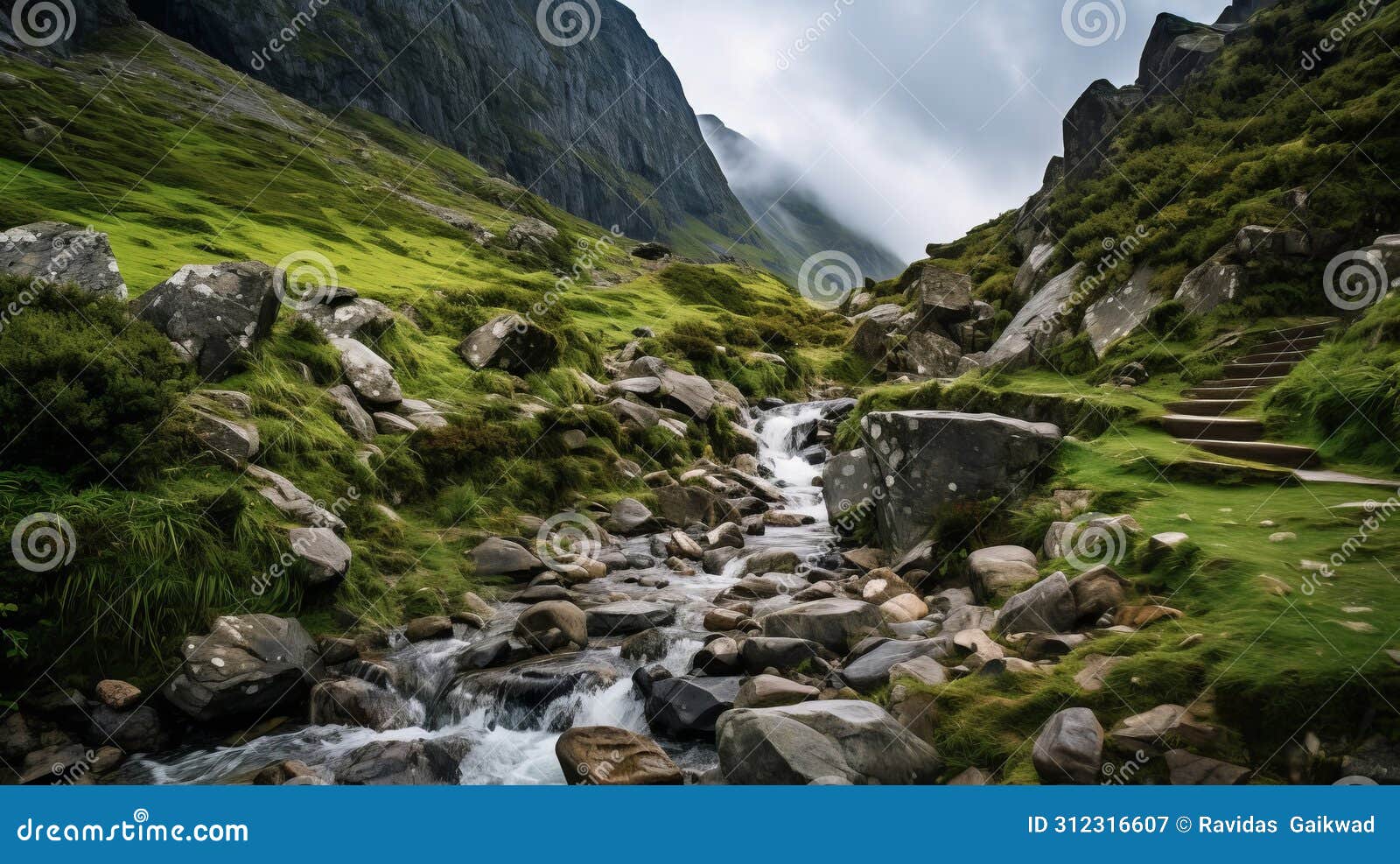 Horizon View from a Rugged Mountain Trail Stock Illustration ...