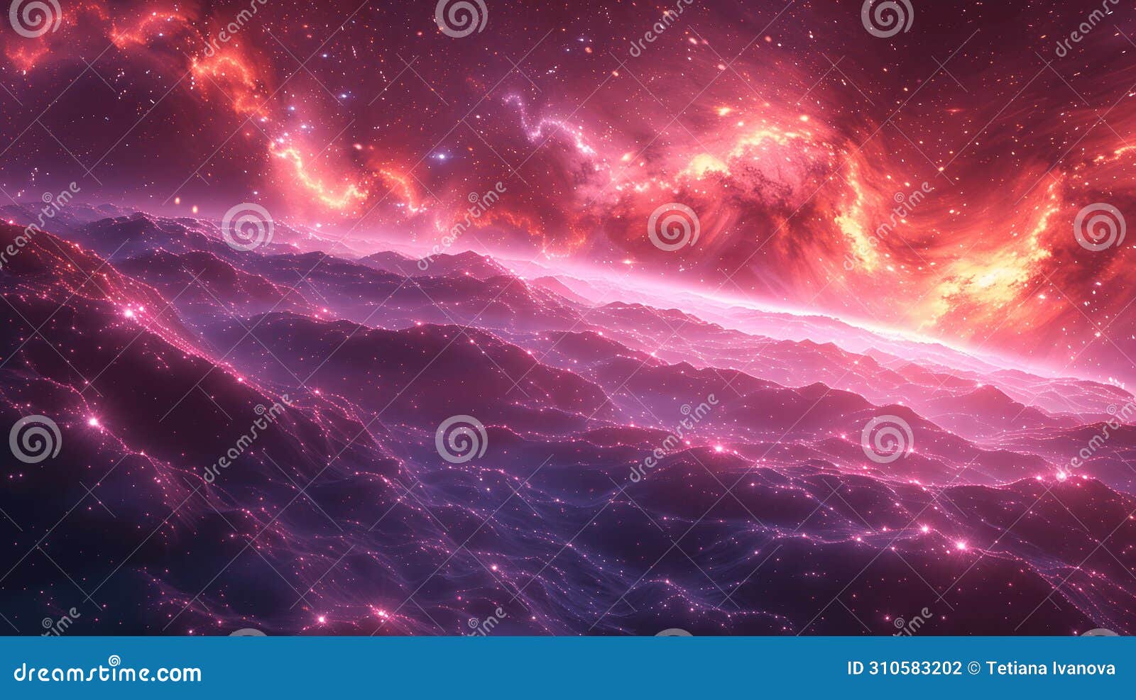 Horizon of Virtual Reality in Electric Purple. Stock Illustration ...