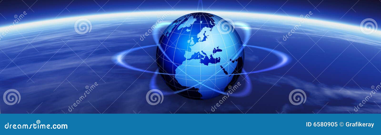 Horizon and World Globe Banner Stock Illustration - Illustration of ...