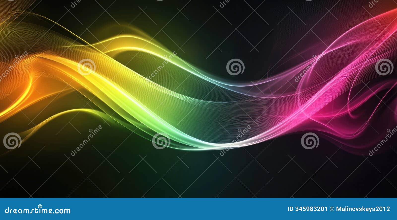 Horizontal Abstract Background with Neon Waves of Full Light Spectrum ...