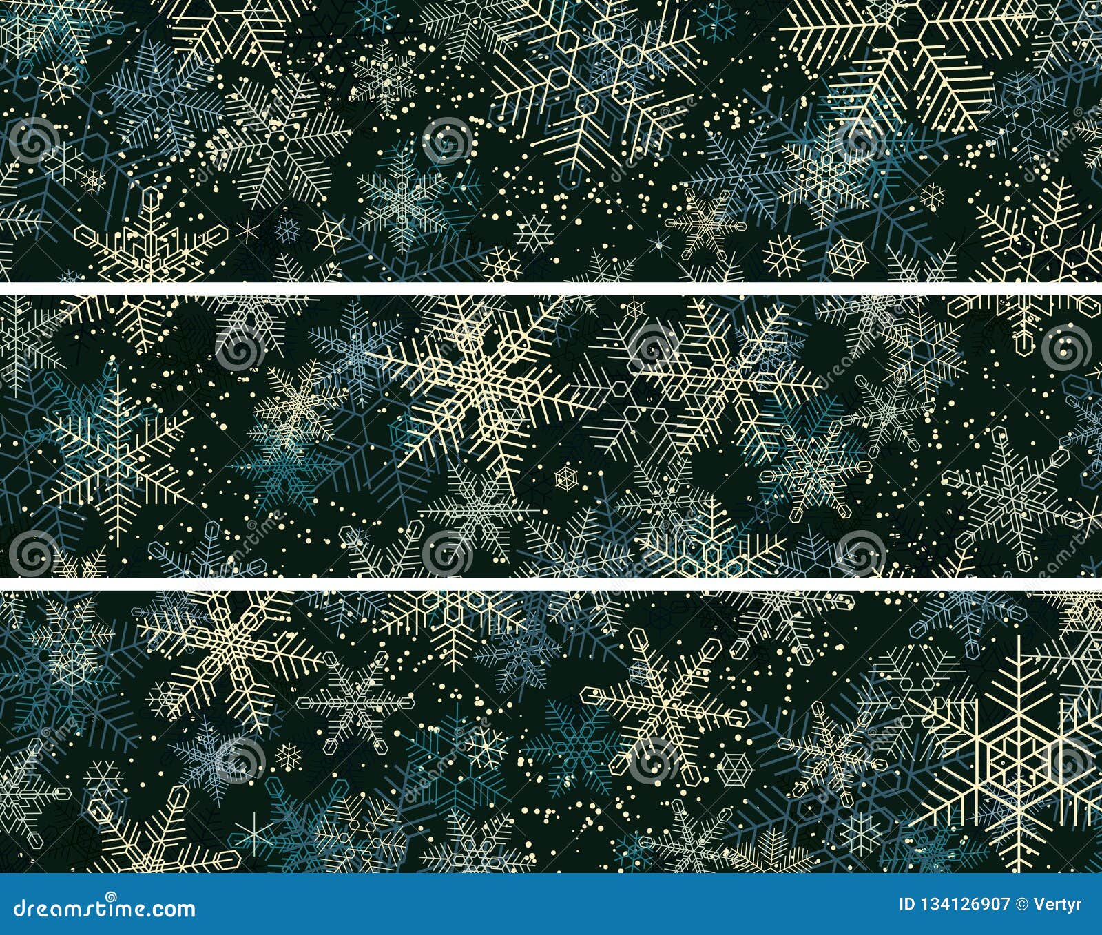 Horizontal Abstract Banners of Winter Snowfall. Stock Vector ...