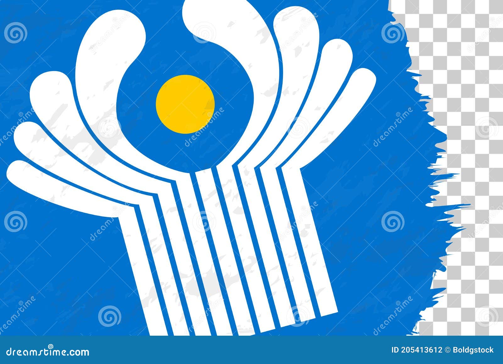 Horizontal Abstract Grunge Brushed Flag of CIS on Transparent Grid ...