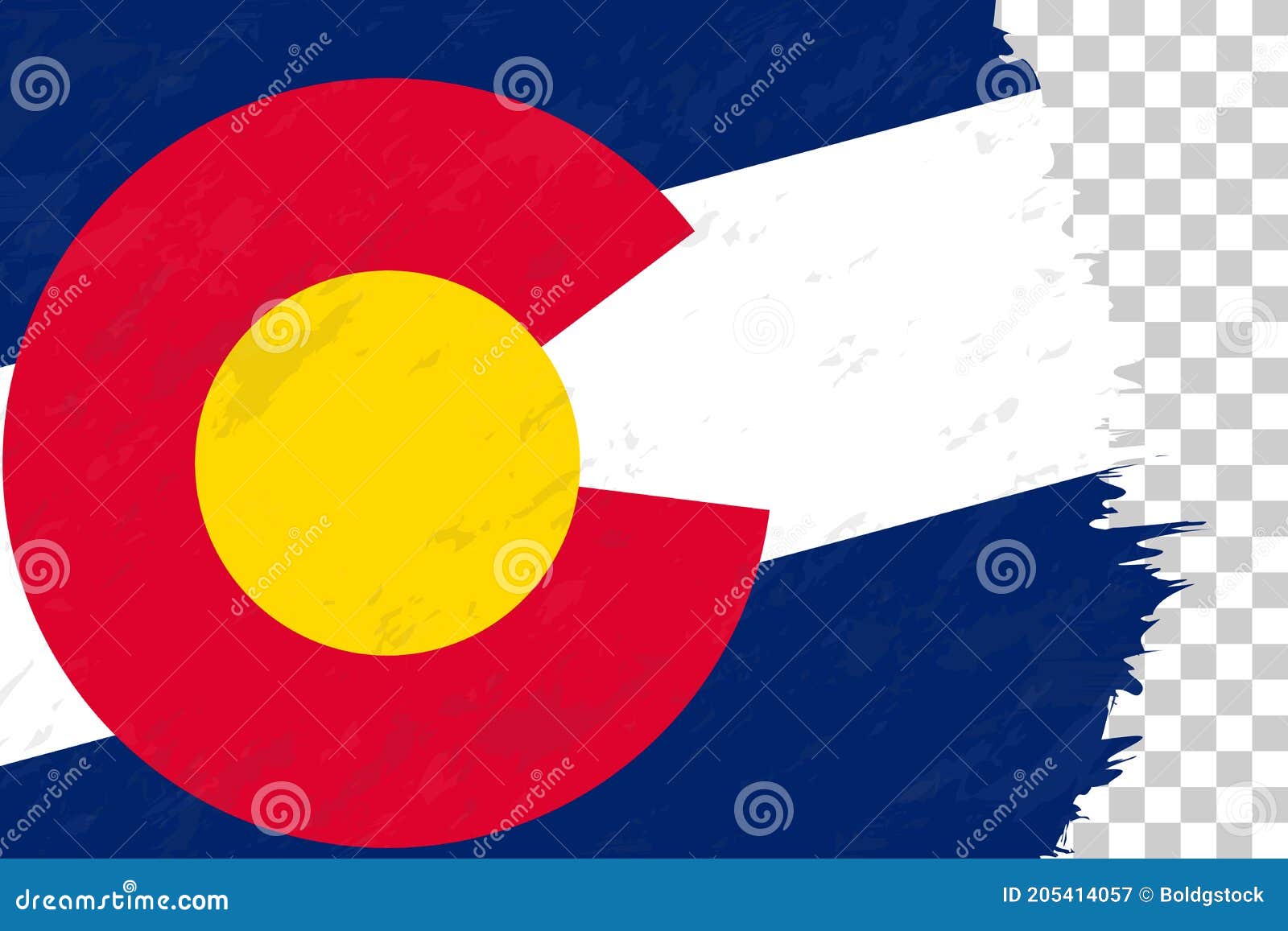 Horizontal Abstract Grunge Brushed Flag of Colorado on Transparent Grid ...