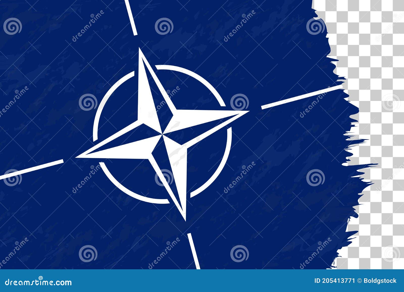 Horizontal Abstract Grunge Brushed Flag of Nato on Transparent Grid ...