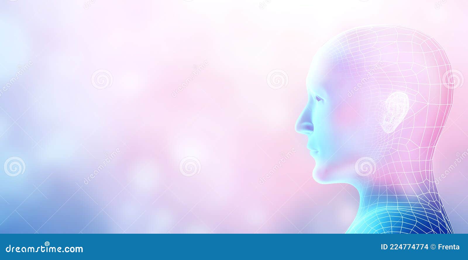 Horizontal Abstract Hi-tech Background with Digital Human Profile Stock ...