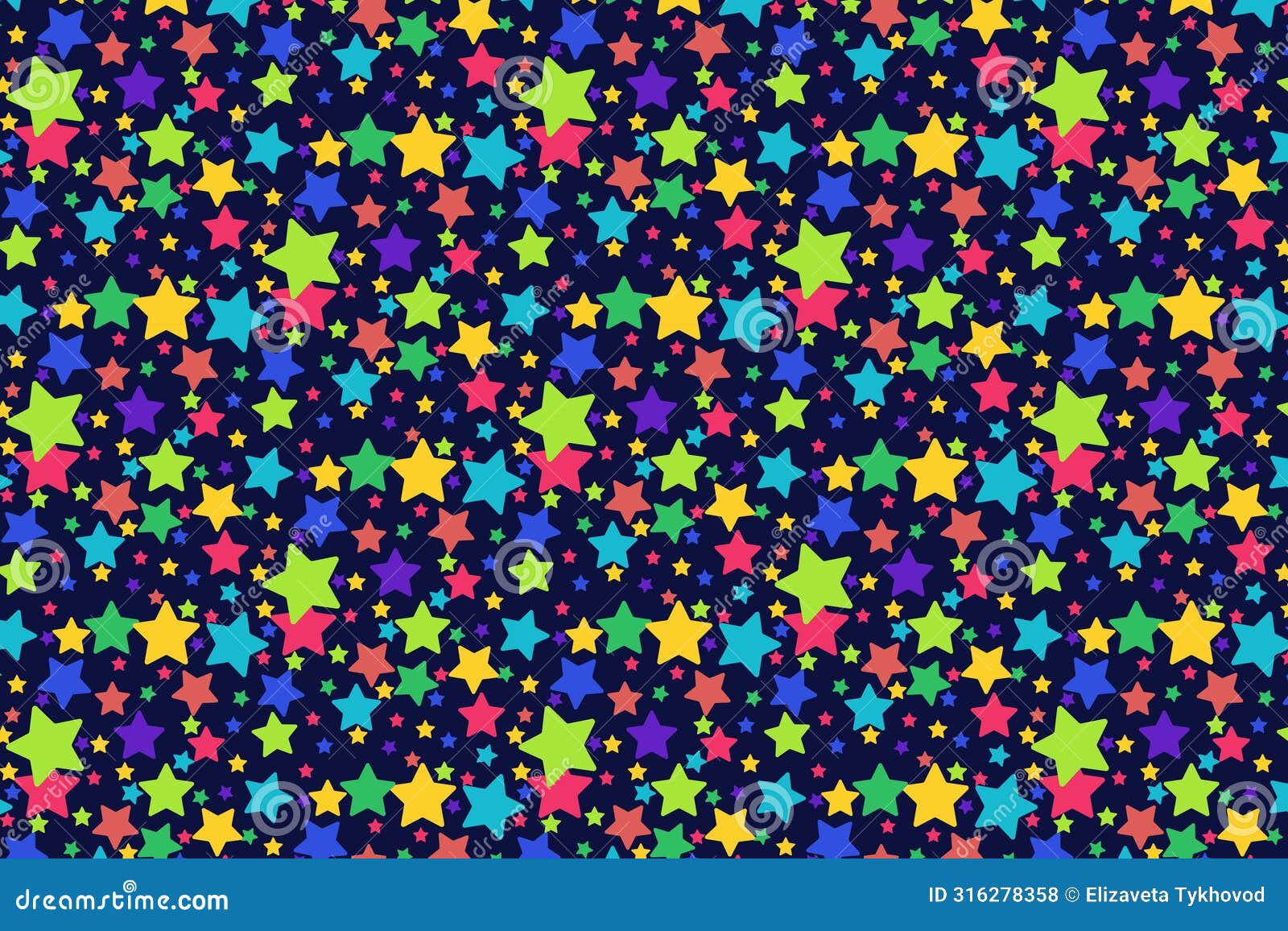 Horizontal Abstract Space Seamless Pattern of Stars on a Blue ...