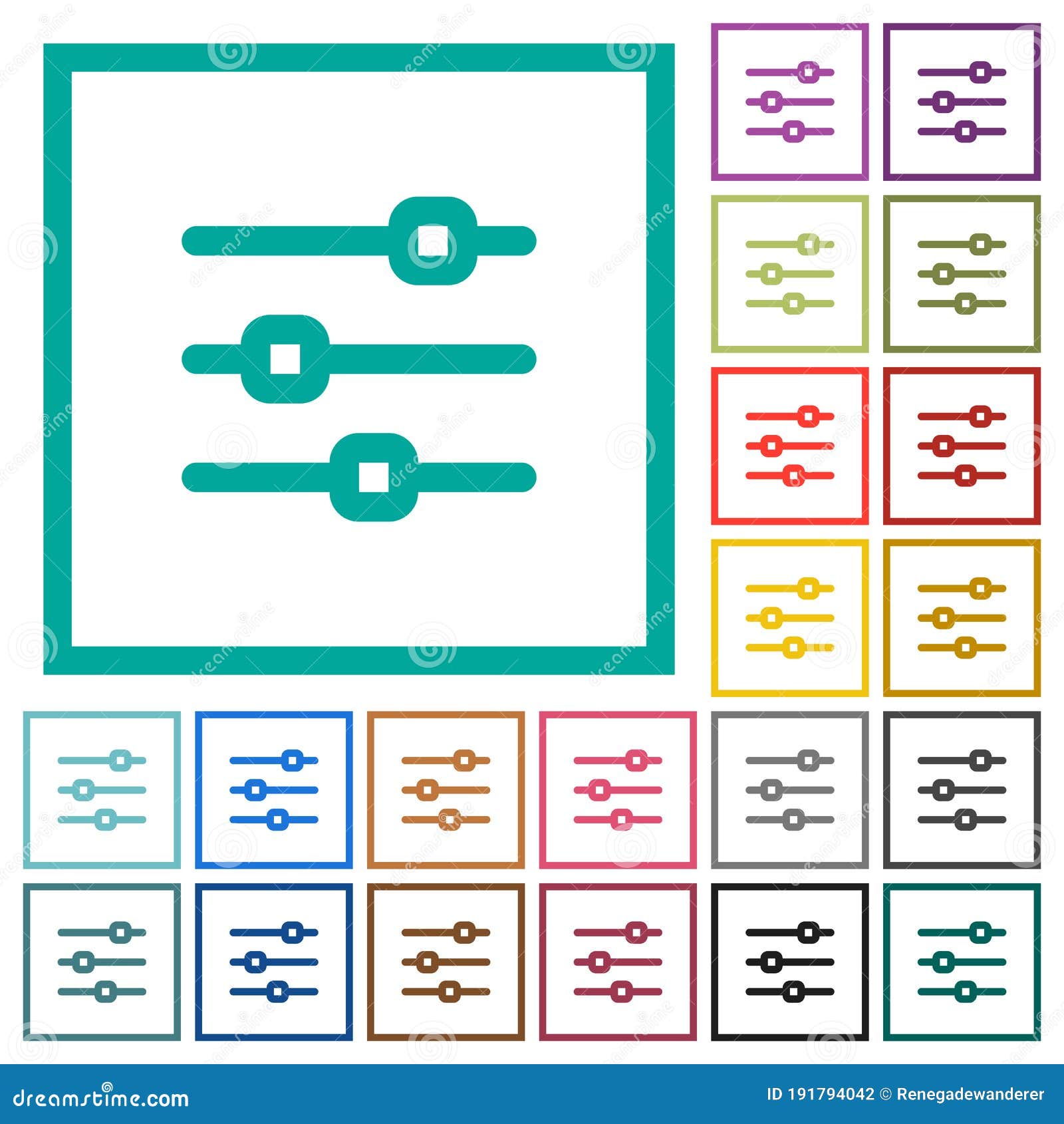 Horizontal Adjustment Vivid Colored Flat Icons Icons Cartoon Vector ...