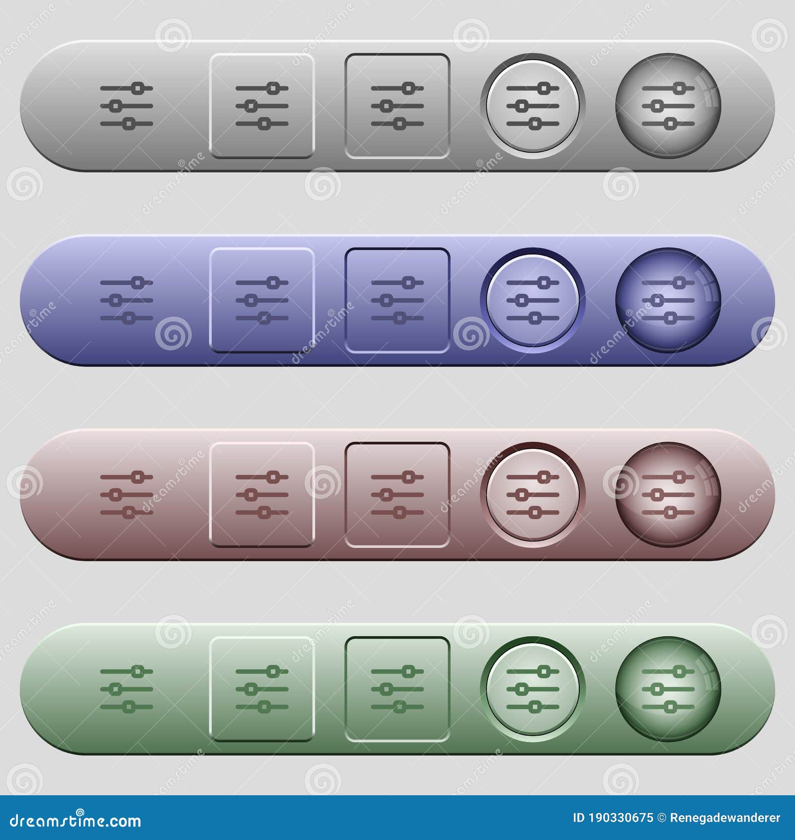 Horizontal Adjustment Icons On Horizontal Menu Bars Cartoon Vector