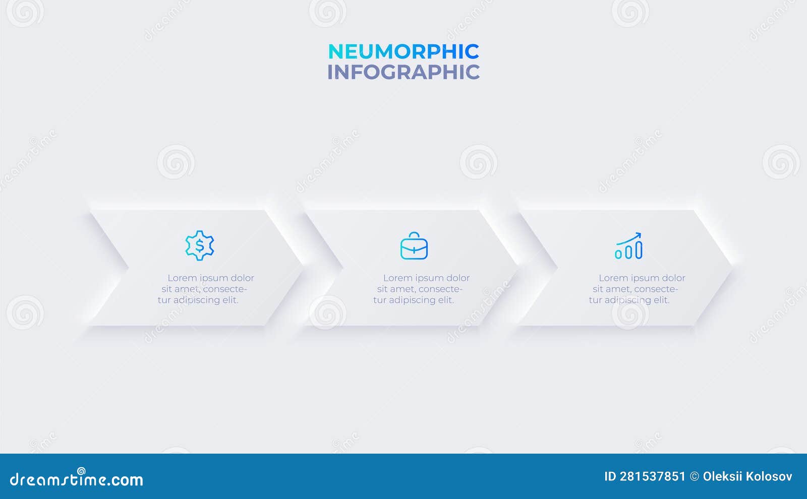 Horizontal Arrows Process Infographic. Neumorphic Design Template with ...