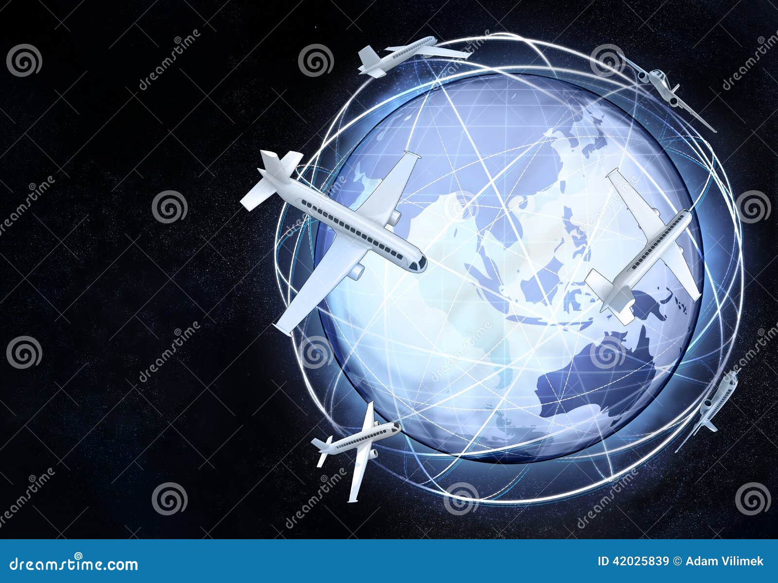 Horizontal Asia Earth Globe View from Cosmic Space Stock Illustration ...