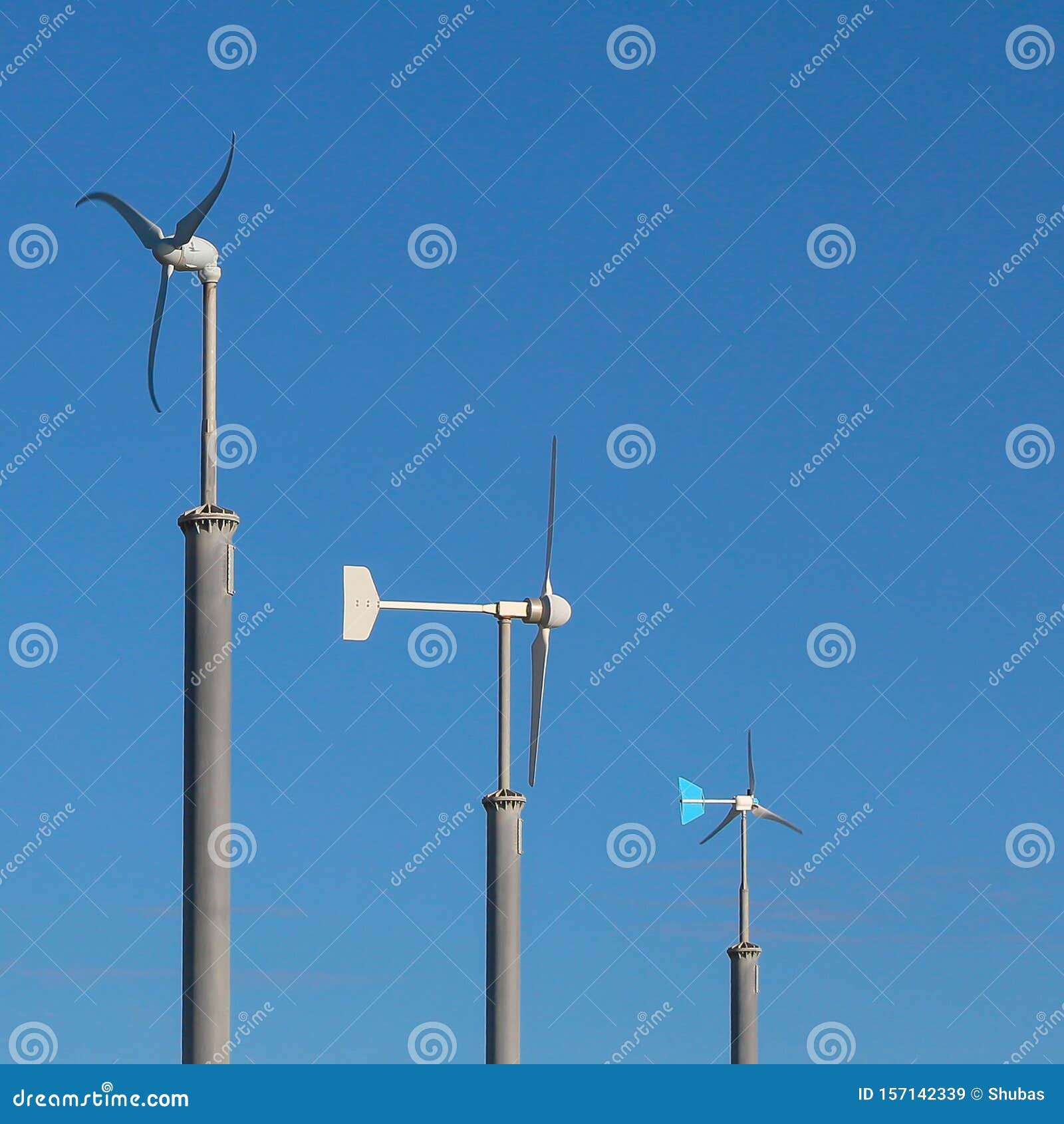 Horizontal Axis Wind Turbine. Three Different Wind Generator Stock ...