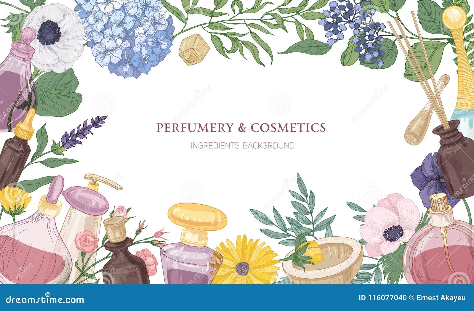 Horizontal Backdrop With Frame Or Border Consisted Of Fragrant Perfume ...