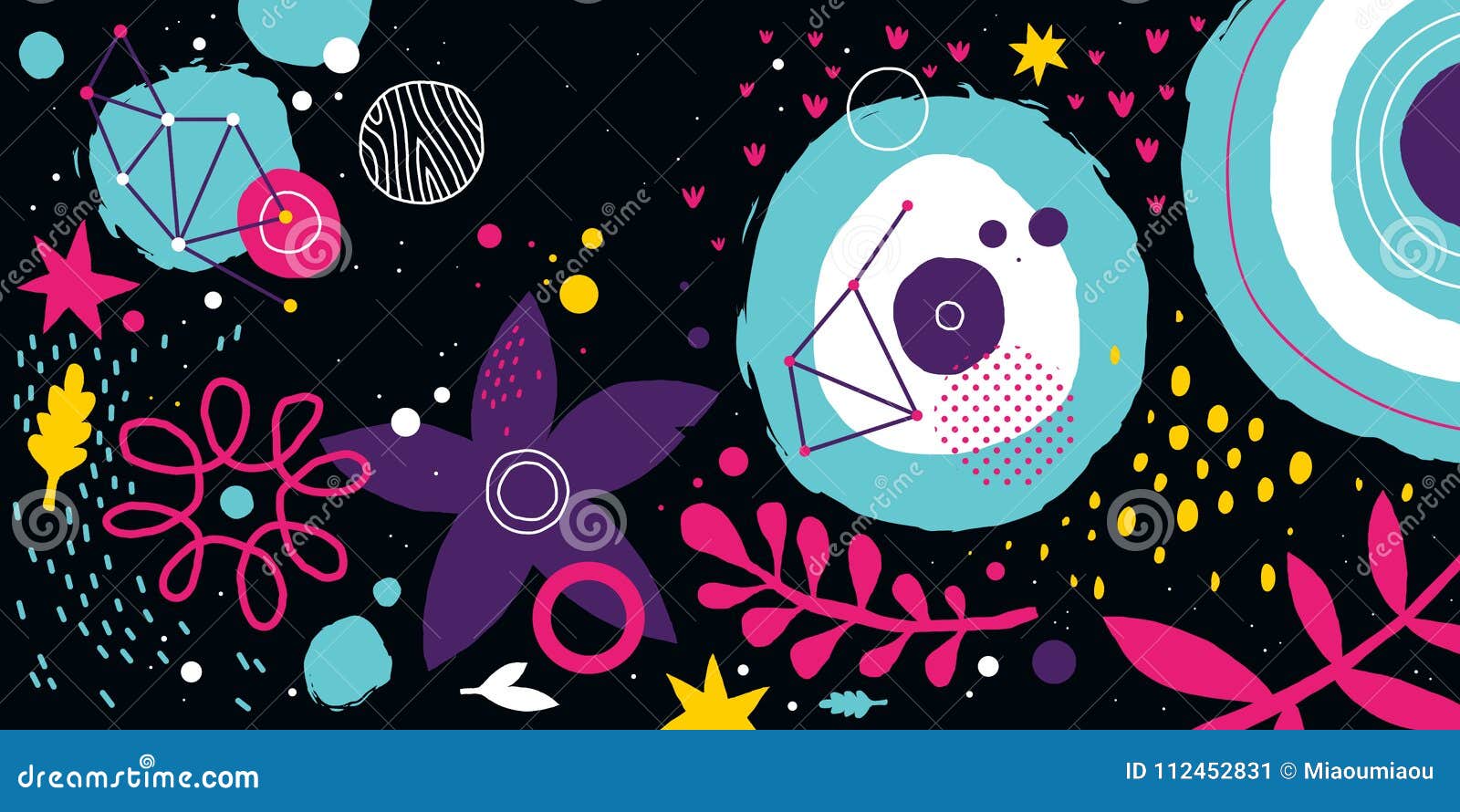 Horizontal Background with Abstract Hand Drawn Elements. Can Be Used ...