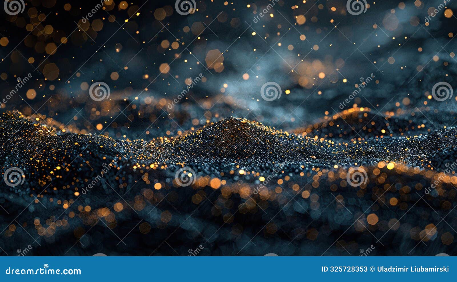 Horizontal Background with Black Undulating Texture with Gold Plating ...