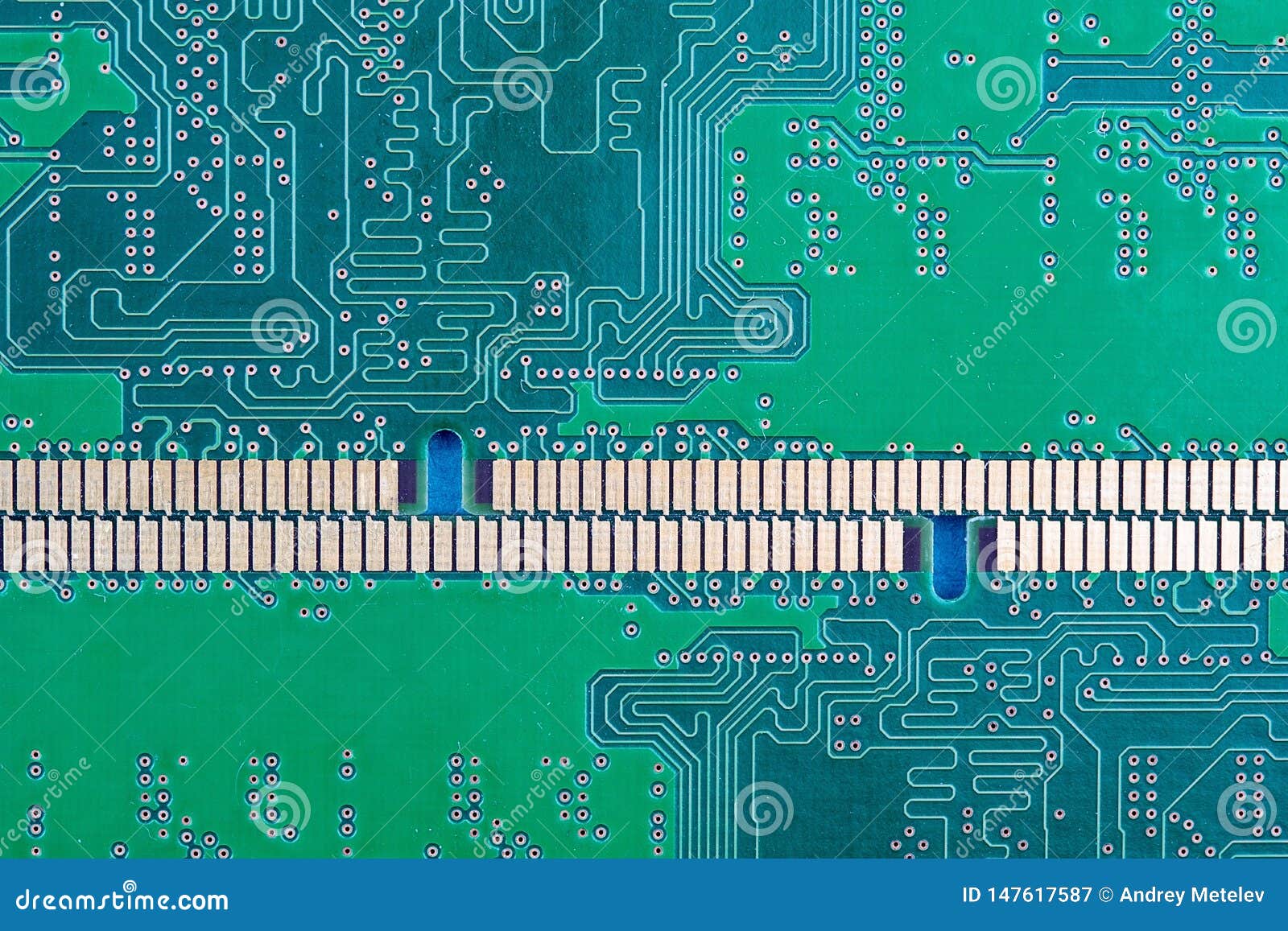 Horizontal Background of the Computer Board with Tracks and Contacts ...