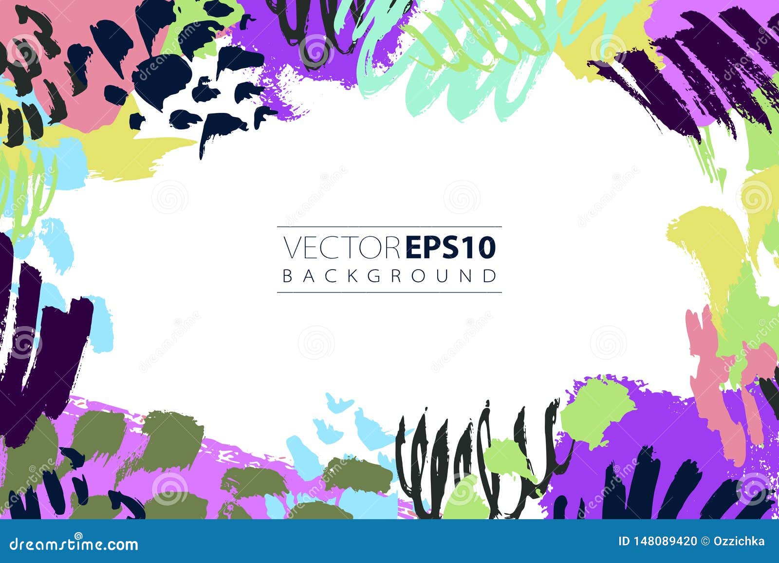 Horizontal Background with Copyspace and Various Brush Strokes. Header ...