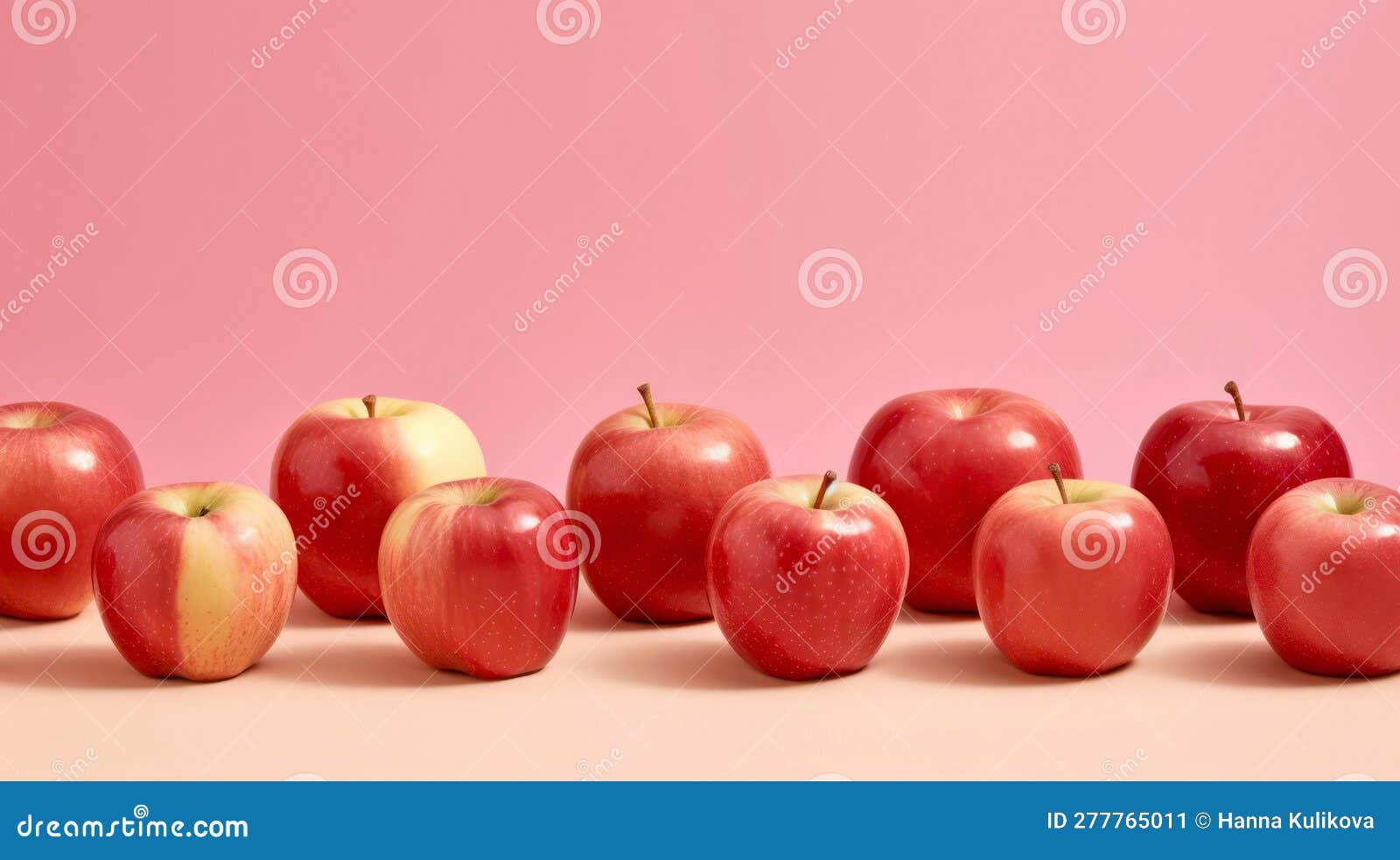 Ripe Red Apples on Pastel Pink Background. Stock Illustration ...