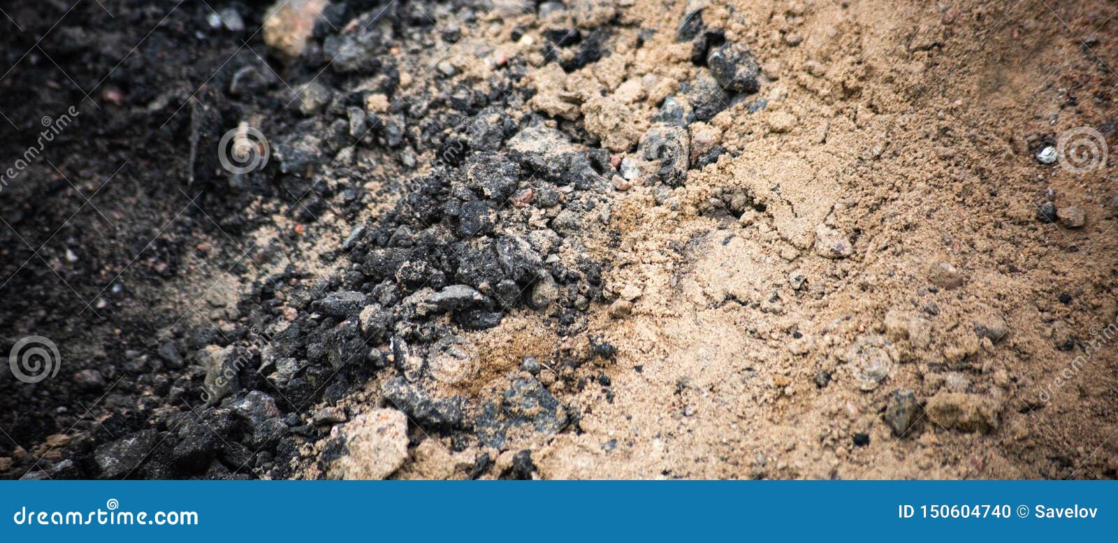Horizontal Background of Industrial Sand with Coal Stock Photo - Image ...