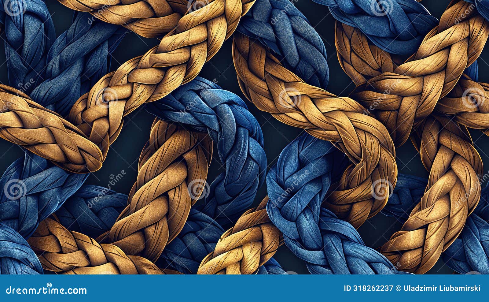 Horizontal Background with Rope Texture. Interweaving Blue and Brown ...