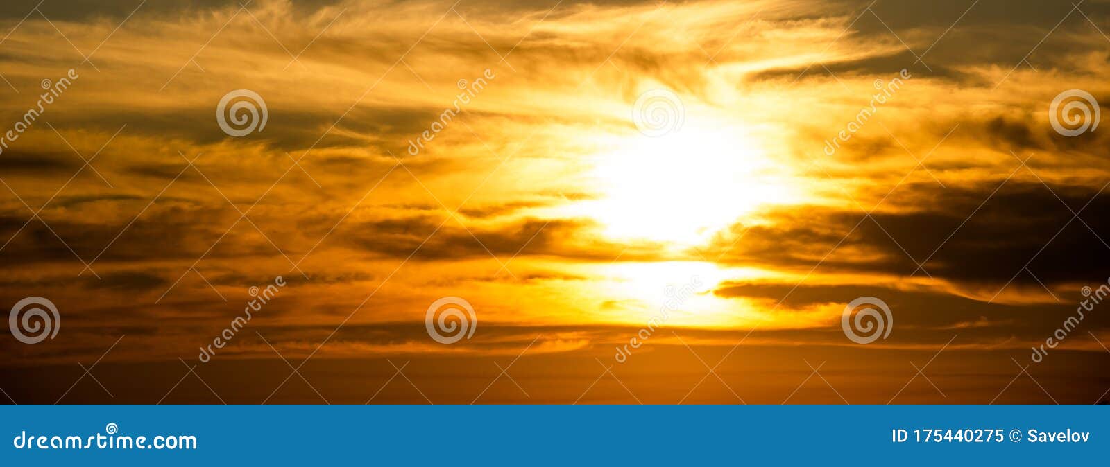 Horizontal Background with Setting Sun through the Clouds Stock Image ...