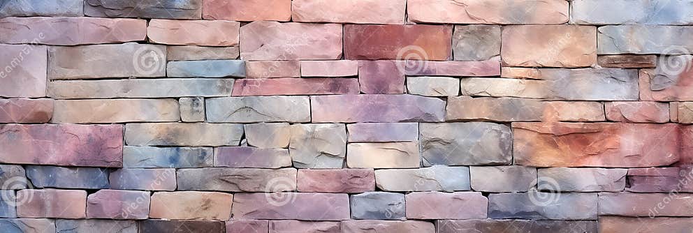 Horizontal Background of Stone Wall Texture. Multi-colored Rock Wall ...