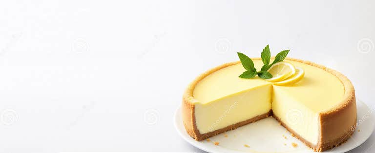 Banner, Classic Cheesecake, Lemon Cheesecake on a Light Background ...